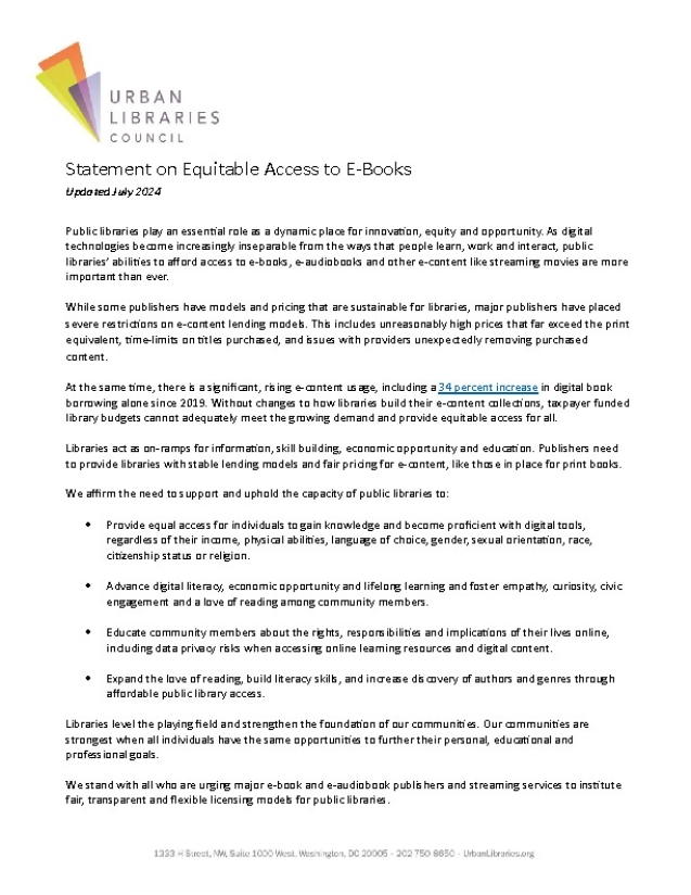 Equitable Public Access to E-Content